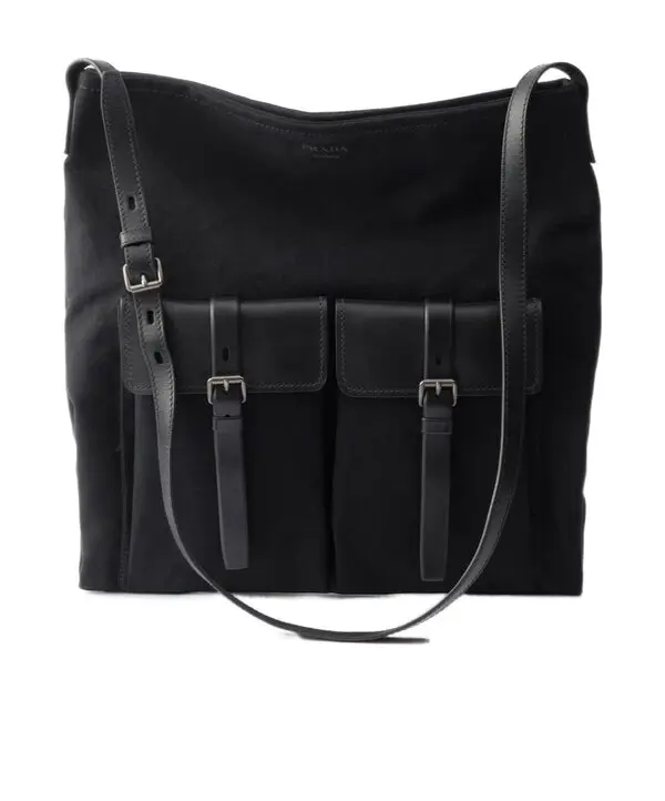 Prada Route Canvas And Leather Shoulder Bag