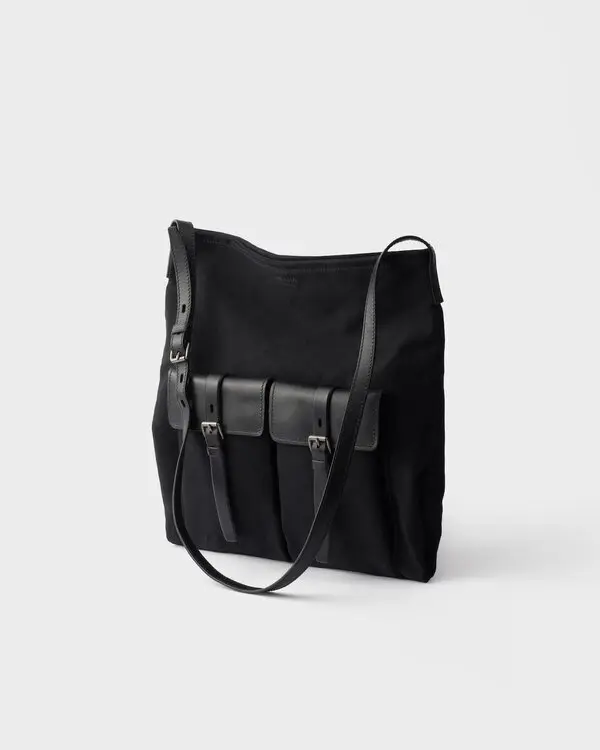 Prada Route Canvas And Leather Shoulder Bag