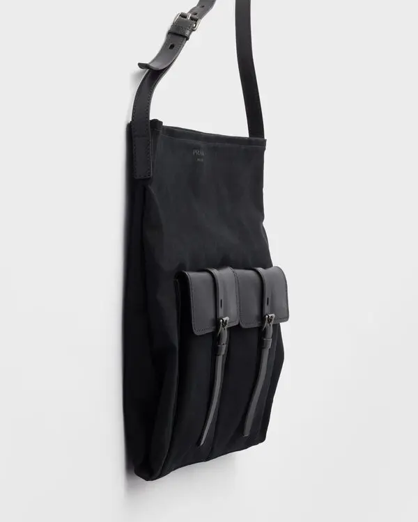 Prada Route Canvas And Leather Shoulder Bag