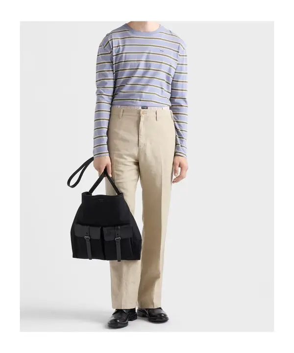 Prada Route Canvas And Leather Shoulder Bag