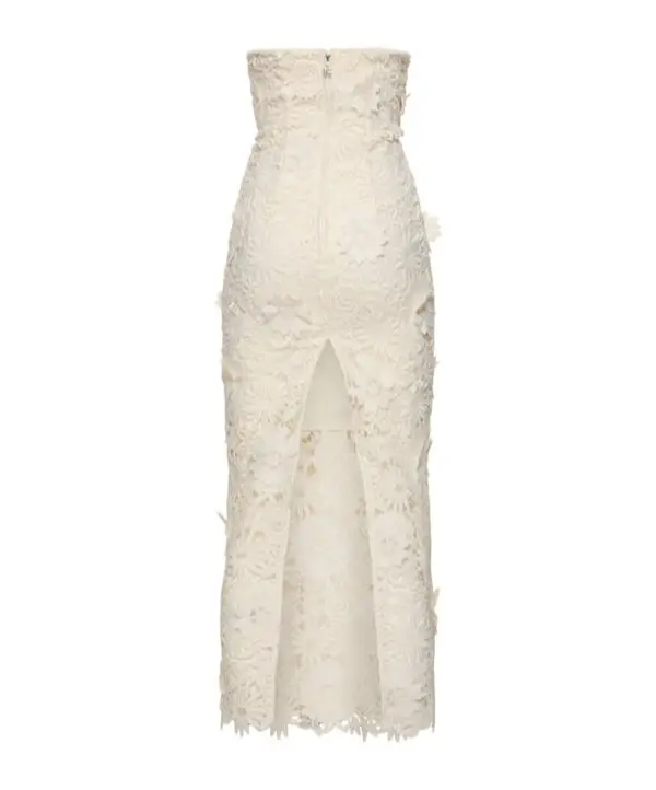 ROTATE BY BIRGER CHRISTENSEN Midriff-baring Midi Lace Dress