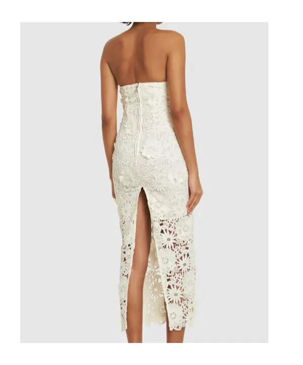 ROTATE BY BIRGER CHRISTENSEN Midriff-baring Midi Lace Dress