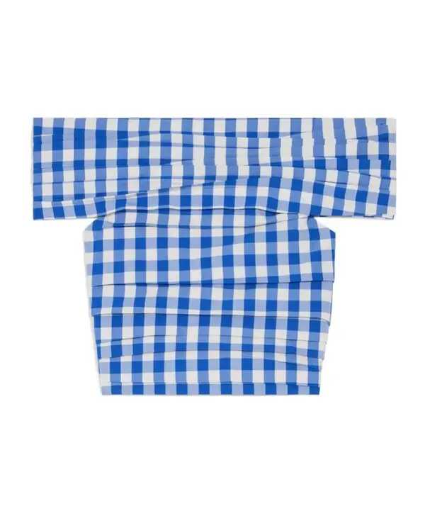 Celine Top In Checked Cotton - Blue/white