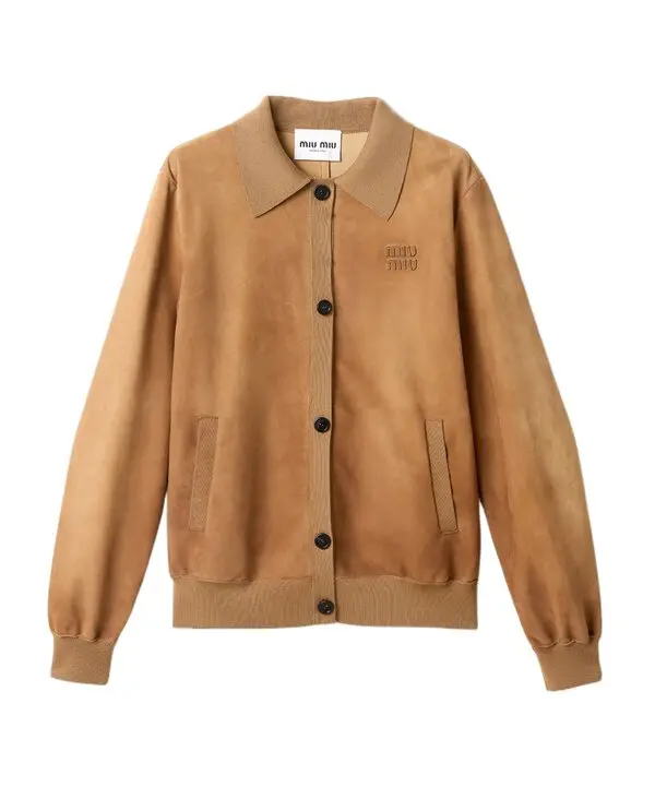 Miu Miu Waxed Suede Blouson Jacket