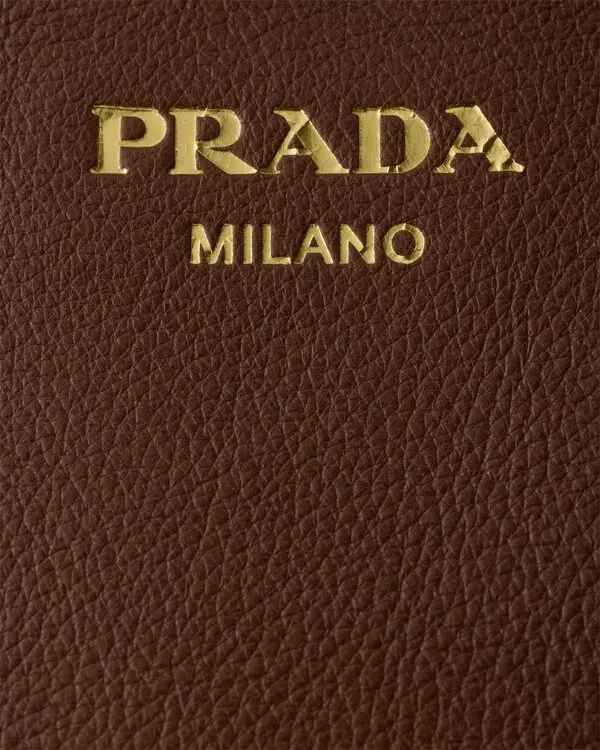 Prada Signet Medium Leather Tote Bag - Chestnut Brown