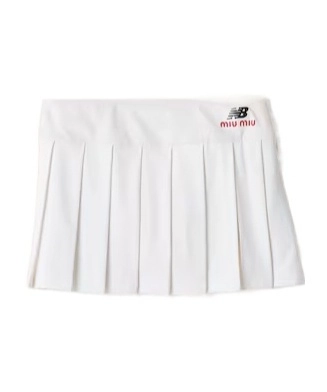 Miu Miu Pleated Stretch Jersey Skirt With Embroidered Logo