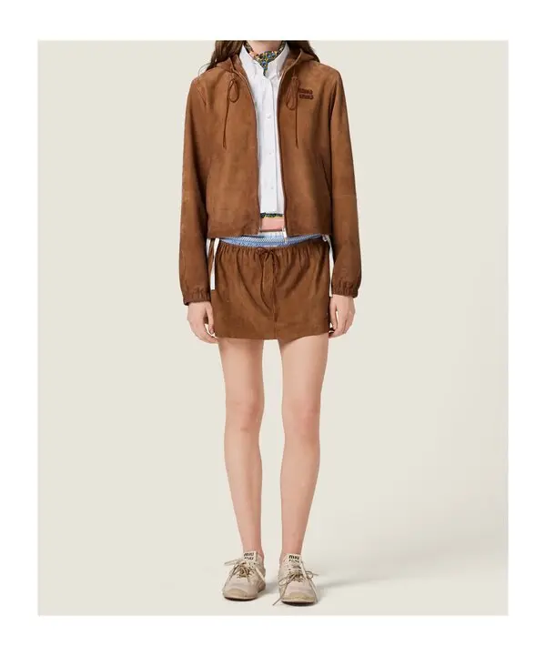 Miu Miu Waxed Suede Blouson Jacket