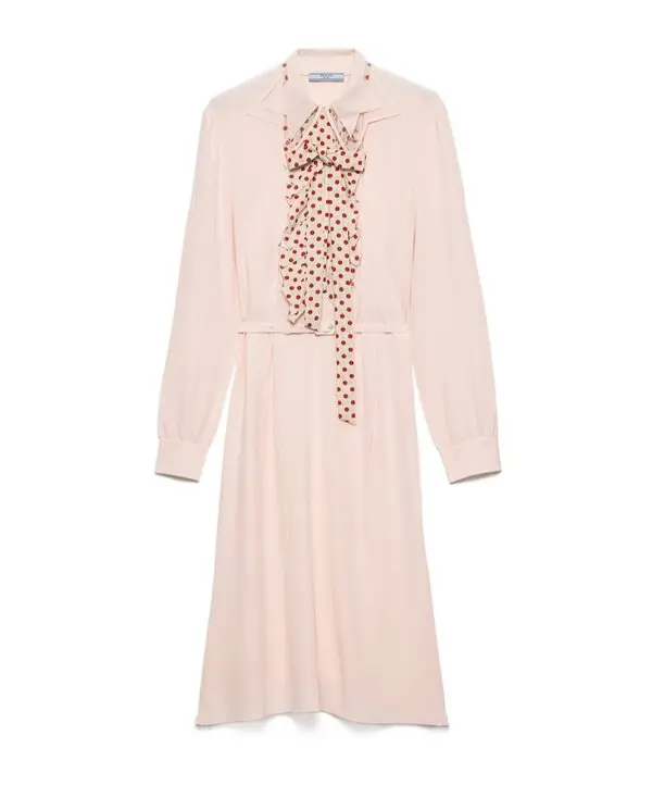 Prada Embroidered Marocain Dress - Peach