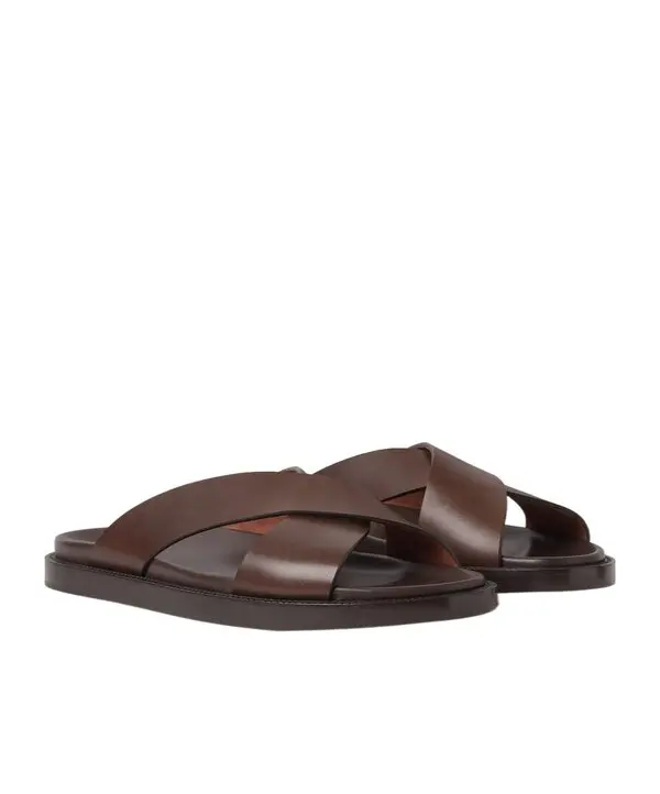 Loro Piana Riviera Slide Walk Sandals - Dark Mocha