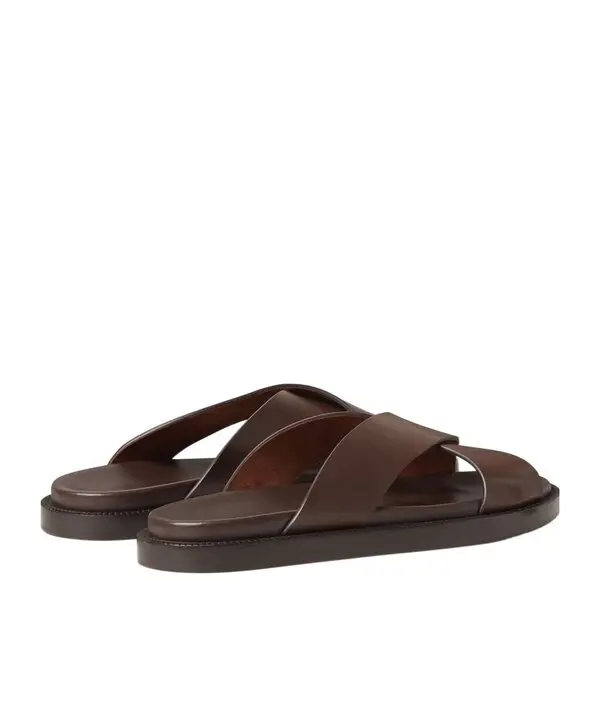 Loro Piana Riviera Slide Walk Sandals - Dark Mocha