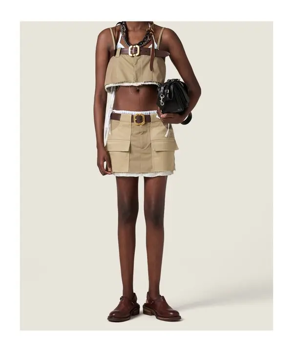 Miu Miu Belted Chino Top With Raw Edge Lining