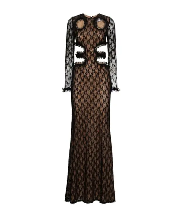SELF-PORTRAIT Round-collar Long-sleeved Dress