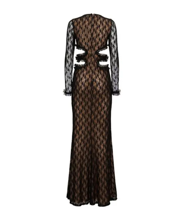 SELF-PORTRAIT Round-collar Long-sleeved Dress