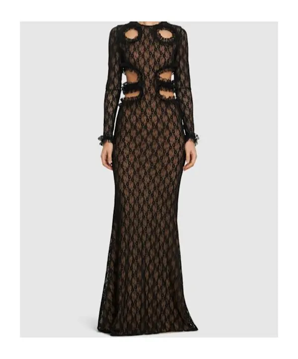 SELF-PORTRAIT Round-collar Long-sleeved Dress