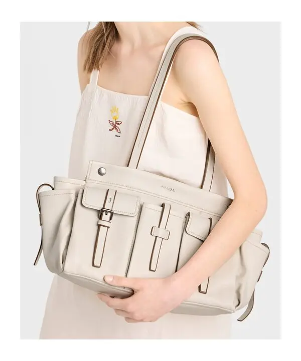 Prada Route Large Leather Tote Bag
