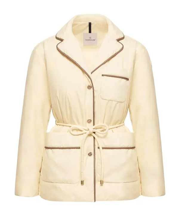 Moncler Tieche Belted Mid-length Down Jacket - Light Beige