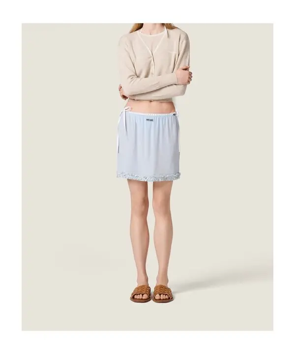 Miu Miu Flared Ruffle Trim Skirt