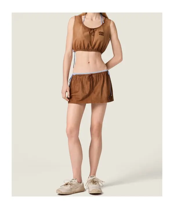 Miu Miu Waxed Suede Crop Top