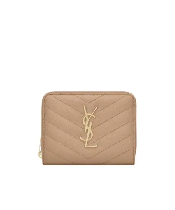 Saint Laurent Monogram Zip-around Leather Wallet