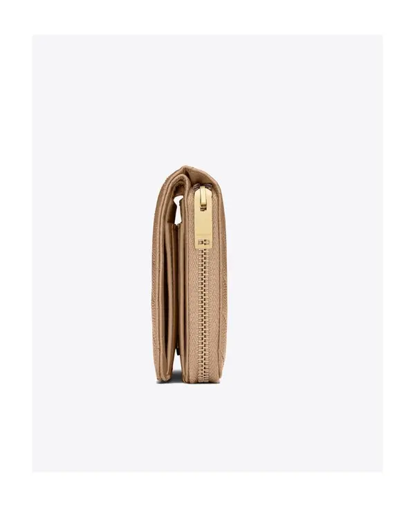 Saint Laurent Monogram Zip-around Leather Wallet