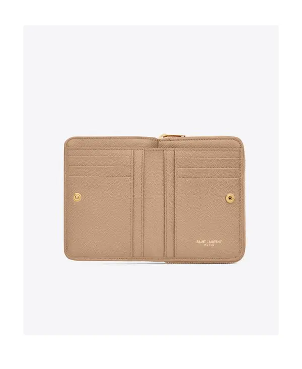 Saint Laurent Monogram Zip-around Leather Wallet