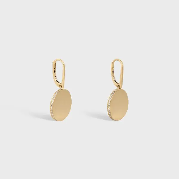 Celine Medaille Earrings In Gold And Diamonds