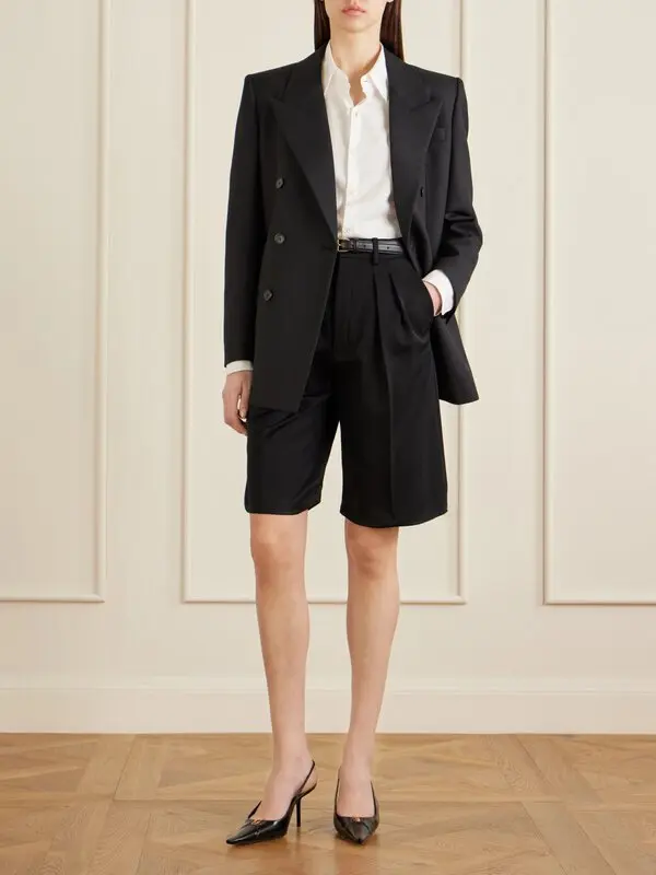 Saint Laurent Grain De Poudre Bermuda Shorts - Black