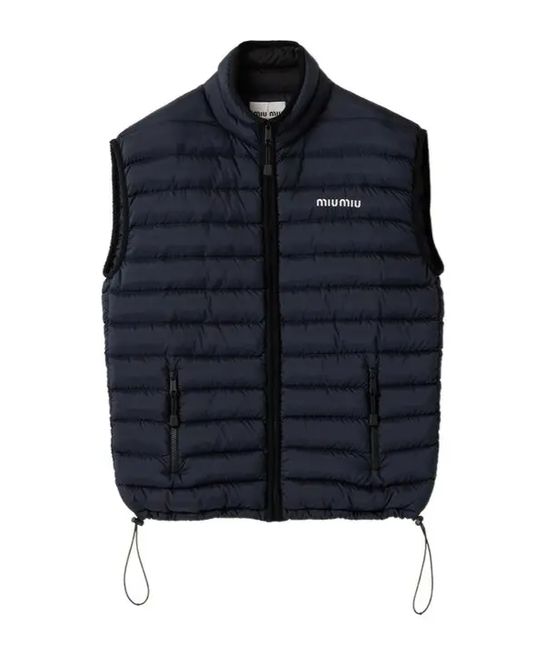 Miu Miu Zip-up Quilted Gilet - Dark Blue