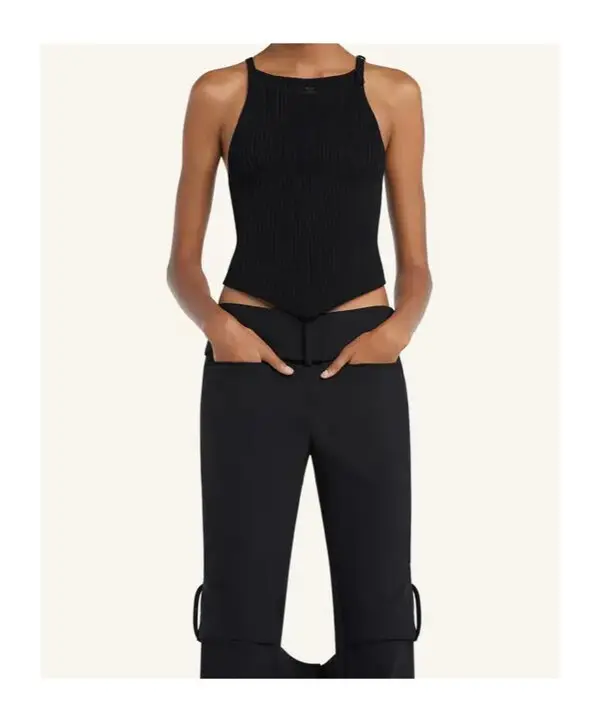 COURREGES Ribbed Pointy Buckle Tank Top