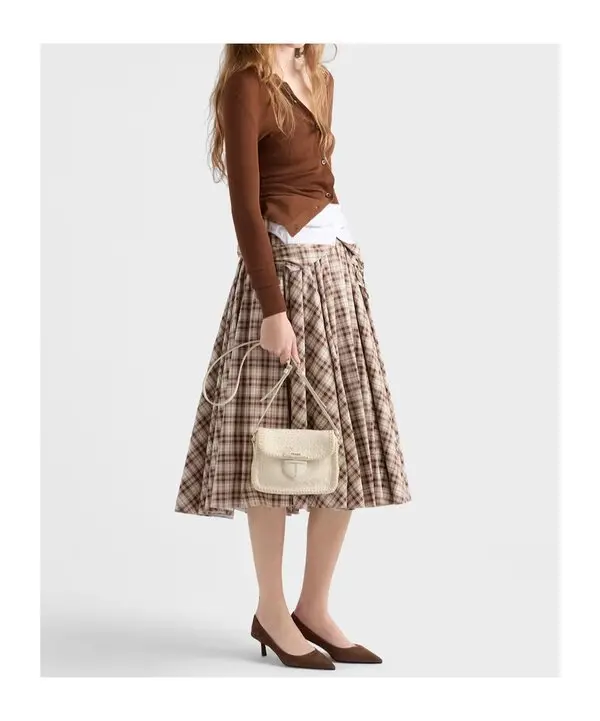 Prada Woven Leather Mini Shoulder Bag - White