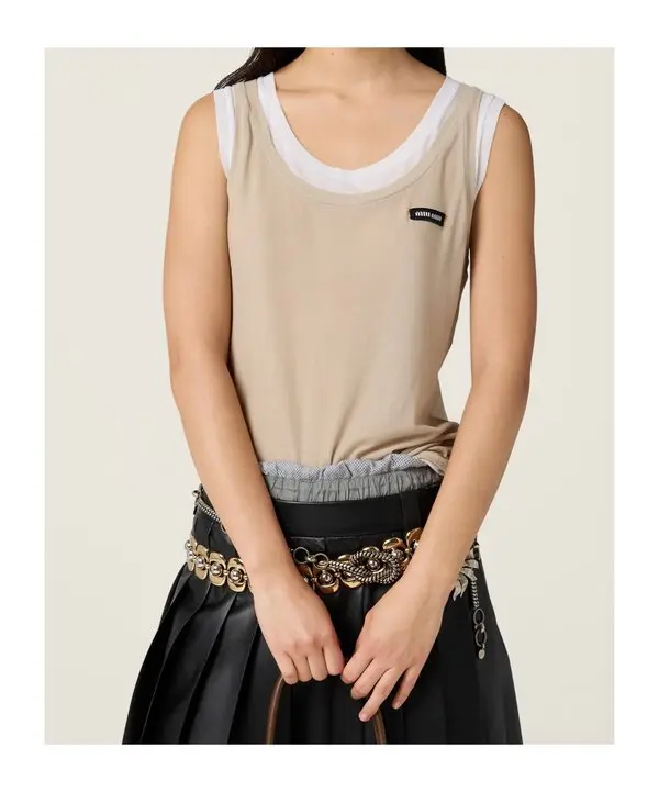 Miu Miu Ribbed Jersey Tank Top
