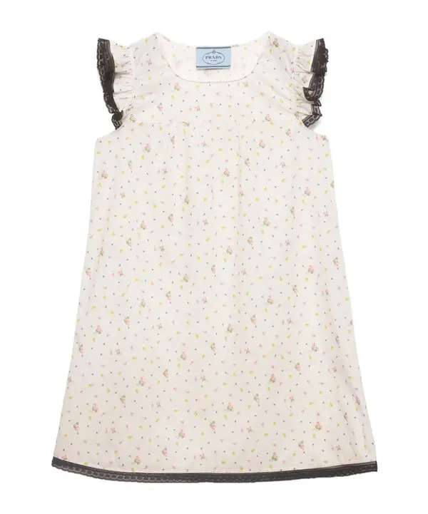 Prada Floral Print Cotton Batiste Mini Dress