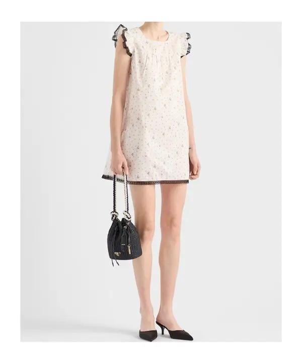 Prada Floral Print Cotton Batiste Mini Dress