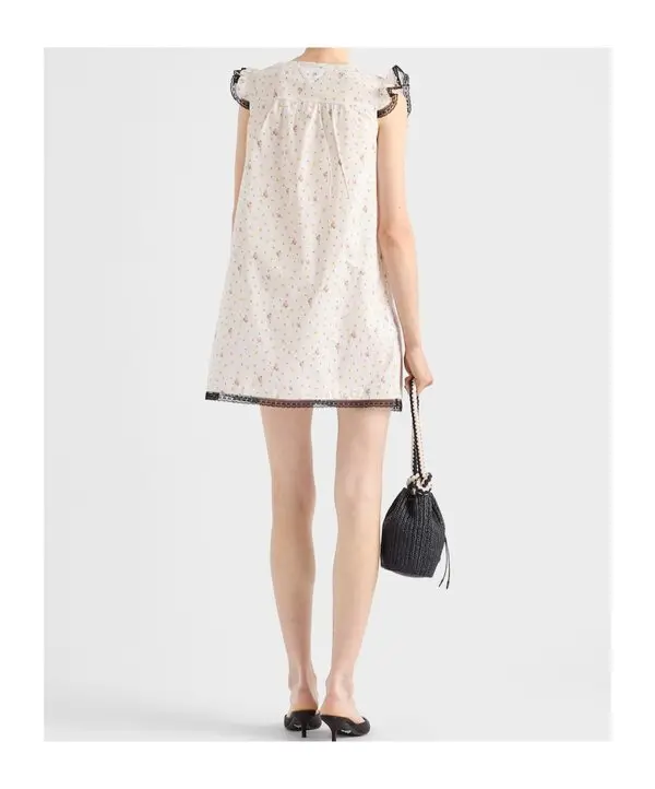 Prada Floral Print Cotton Batiste Mini Dress