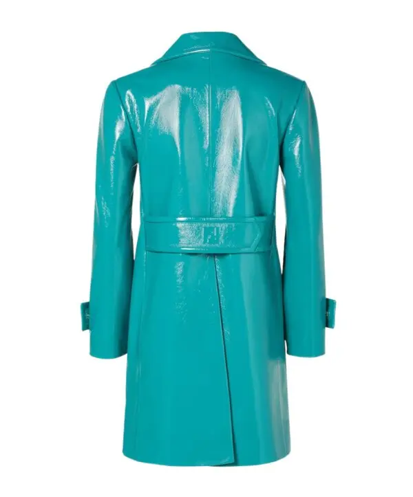 Fendi Turquoise Patent Leather Trench Coat