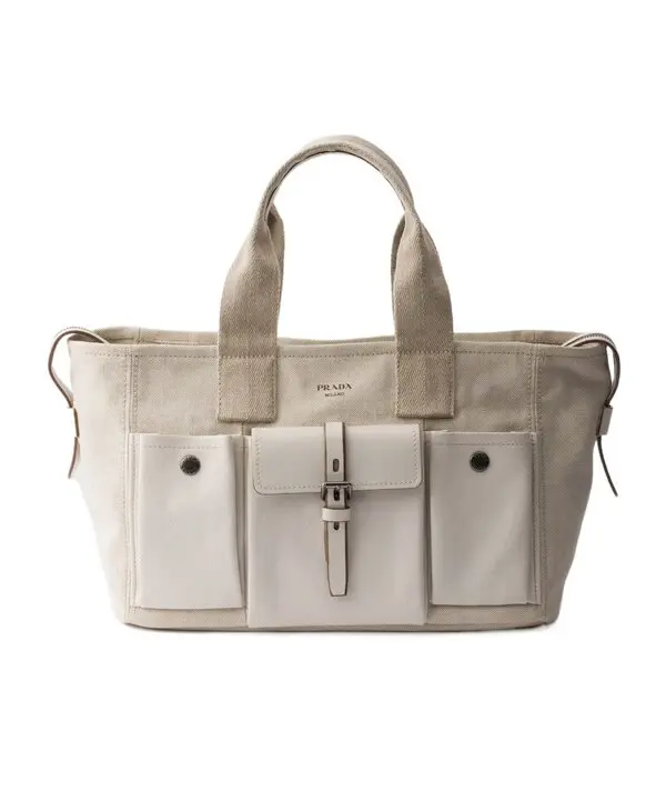 Prada Route Large Canvas And Leather Tote Bag