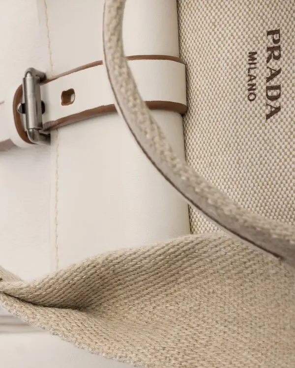 Prada Route Large Canvas And Leather Tote Bag