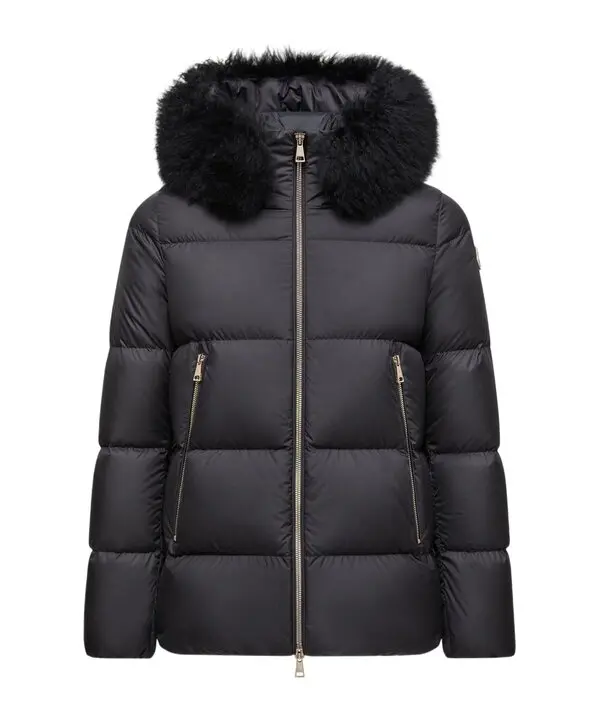 Moncler Laichefur Shearling-trimmed Short Down Jacket - Black