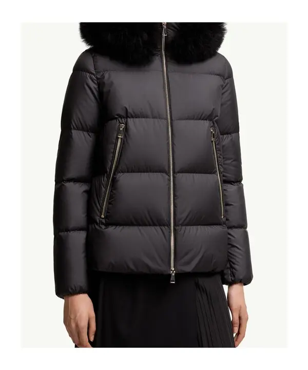 Moncler Laichefur Shearling-trimmed Short Down Jacket - Black