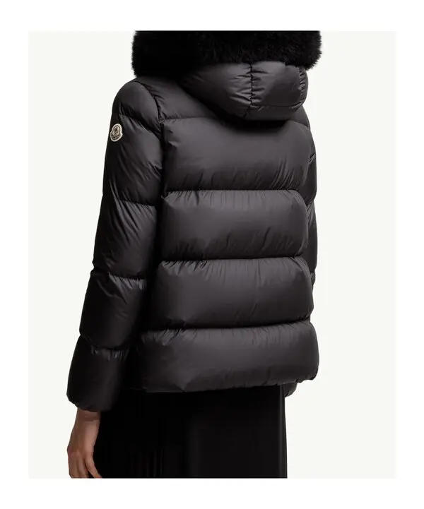 Moncler Laichefur Shearling-trimmed Short Down Jacket - Black