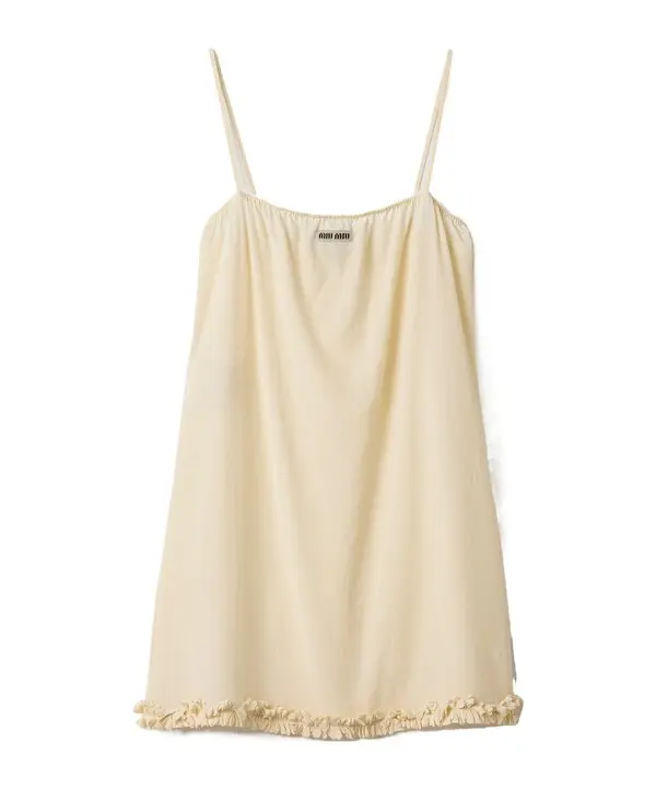 Miu Miu Embroidered Marocain Crepe Mini Dress