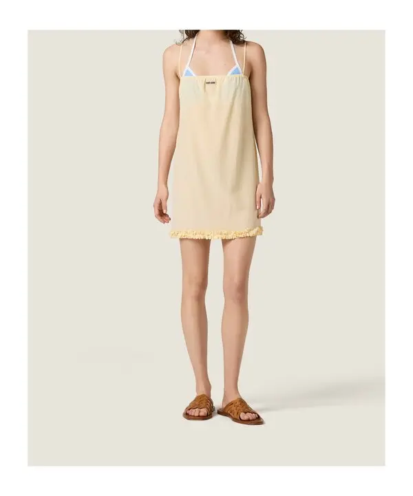 Miu Miu Embroidered Marocain Crepe Mini Dress