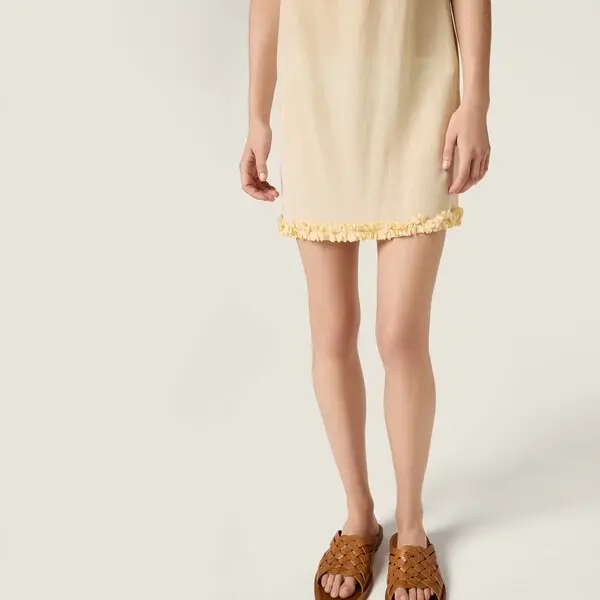 Miu Miu Embroidered Marocain Crepe Mini Dress