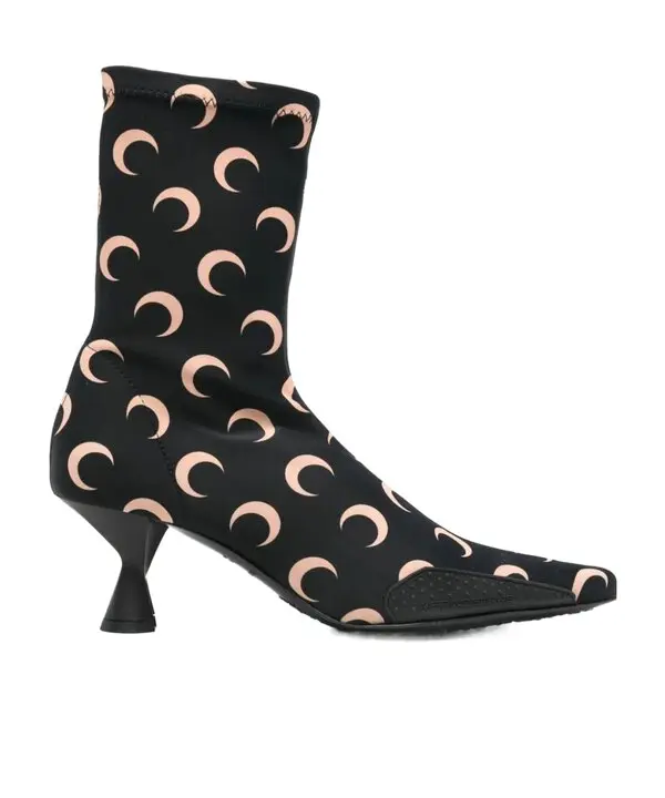MARINE SERRE All-over Moon Detail Pointed Toe Boots