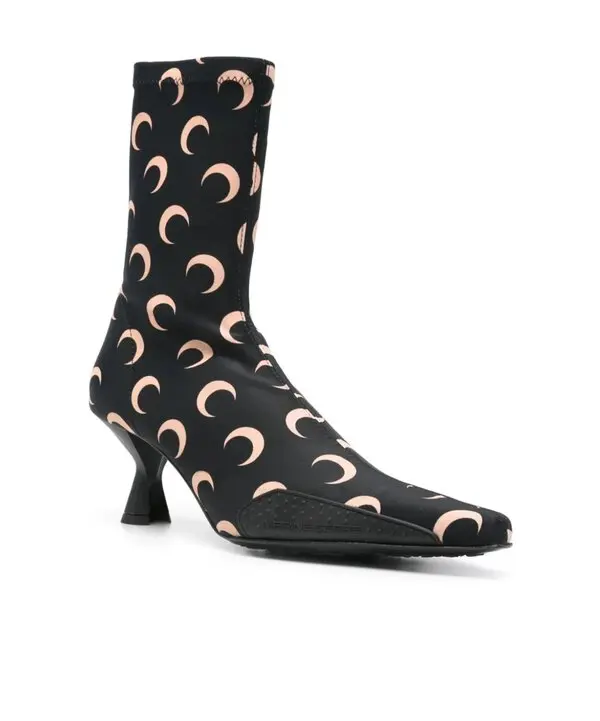 MARINE SERRE All-over Moon Detail Pointed Toe Boots