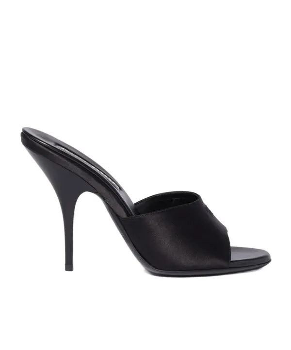 Miu Miu Round-toe Embroidered Logo High-heeled Sandals