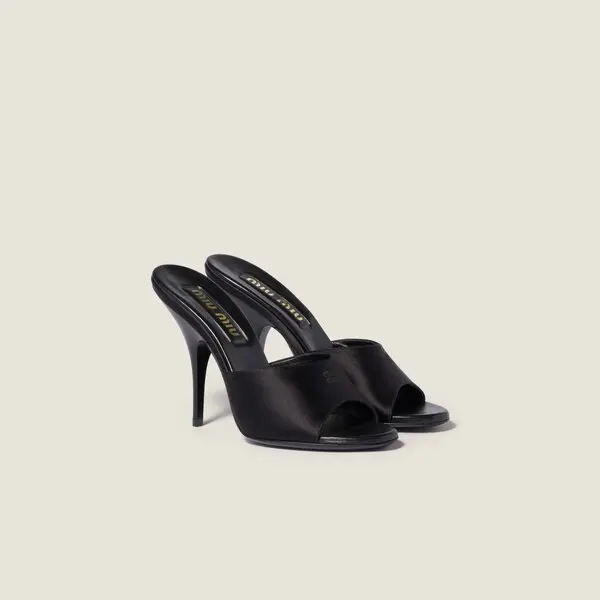 Miu Miu Round-toe Embroidered Logo High-heeled Sandals