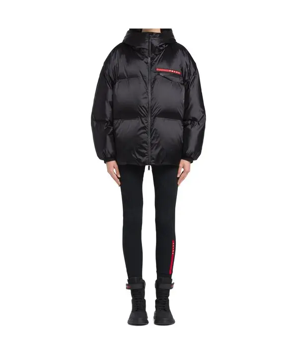 Prada Oversized Technical Re-nylon Down Jacket With Hood