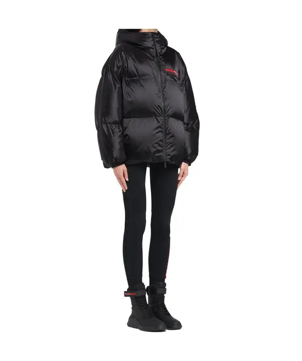 Prada Oversized Technical Re-nylon Down Jacket With Hood