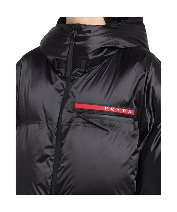 Prada Oversized Technical Re-nylon Down Jacket With Hood